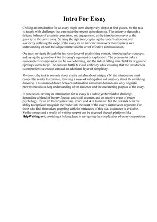 Intro For Essay | PDF