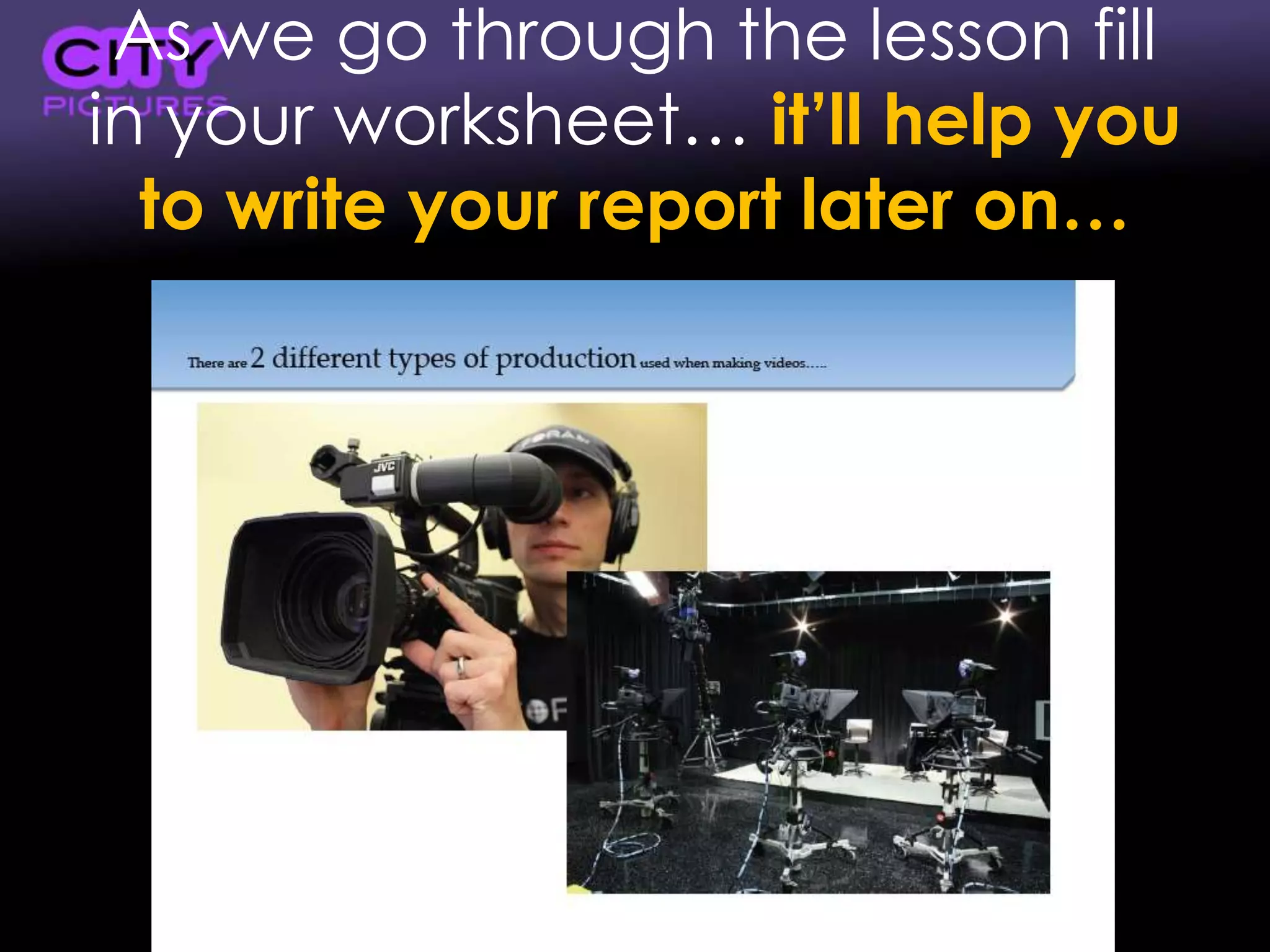 Single Camera filming: an Introduction to genre, formats and uses | PPTX