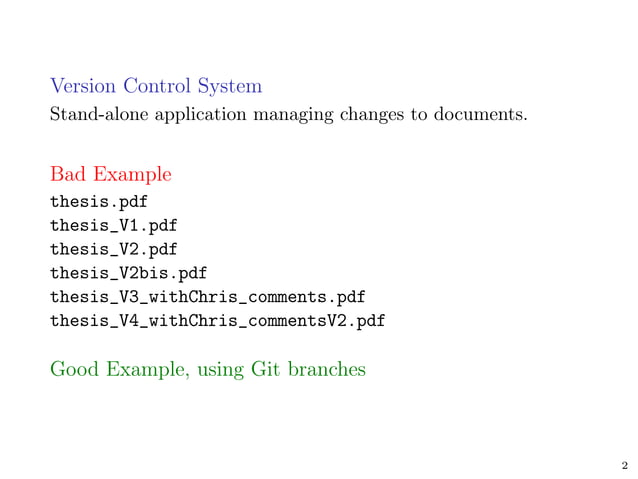 Introduction to git, an efficient distributed version control system | PPT