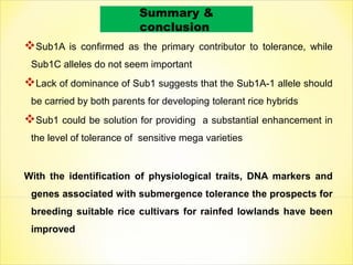 Introgression breeding for rice submergence tolerance_geetanjali | PPT