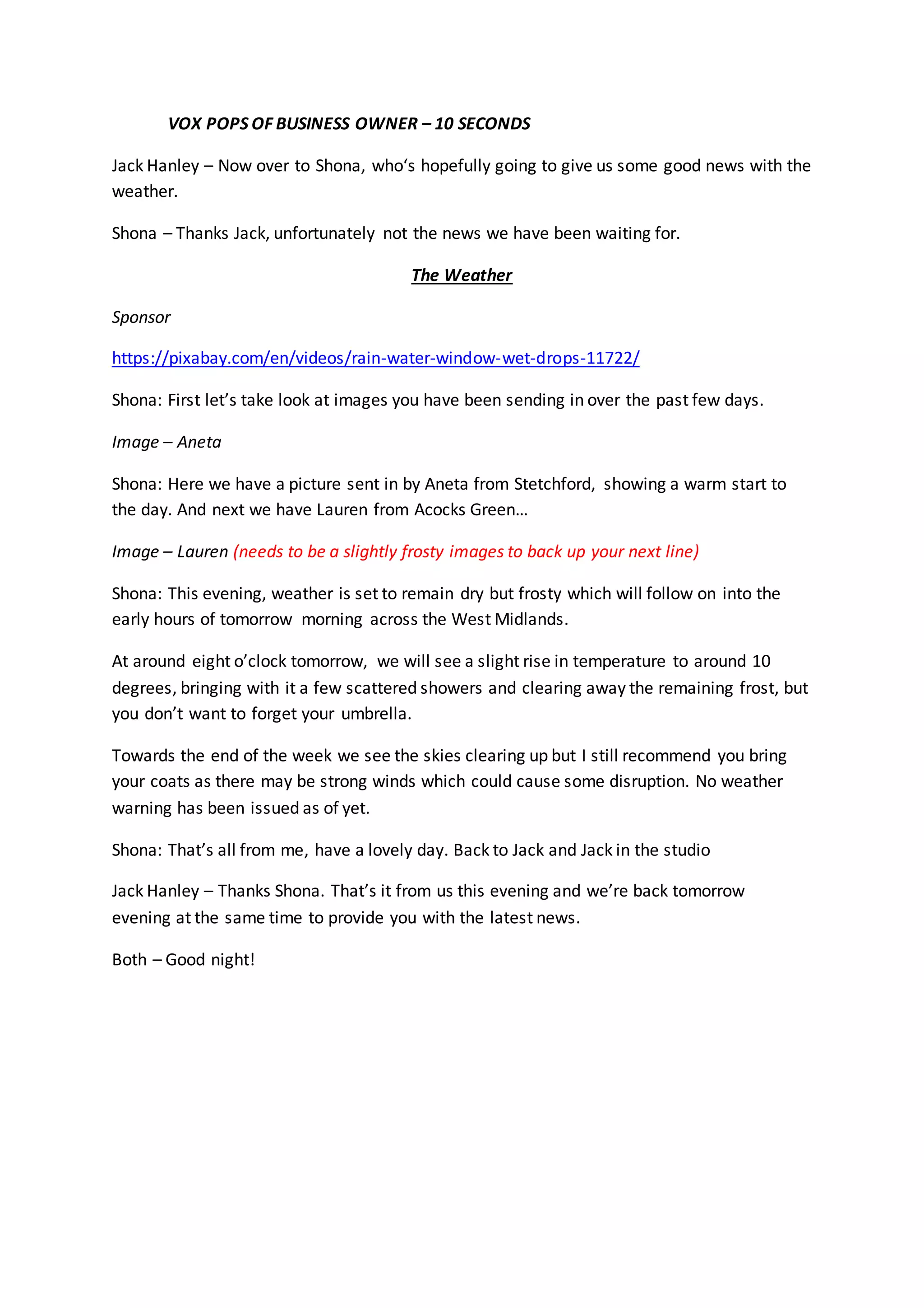 Finished Script | DOCX | Weather | Science