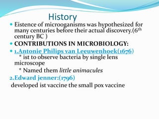 Intro & his of microbiology | PPTX
