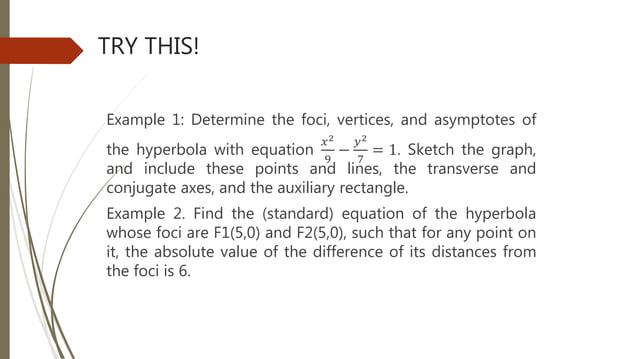 Hyperbola (Introduction) | PPTX | Physics | Science