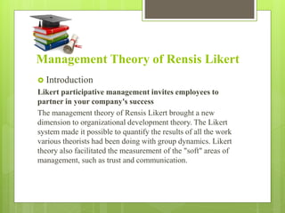 Theories of Reddin 3-D Leadership Model/ Likert Management system | PPTX