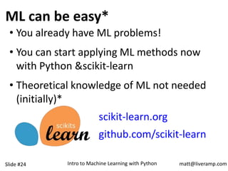 Introduction to Machine Learning with Python and scikit-learn | PPT