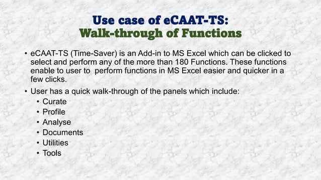 Intro of Key Features of eCAAT-TS | PPT