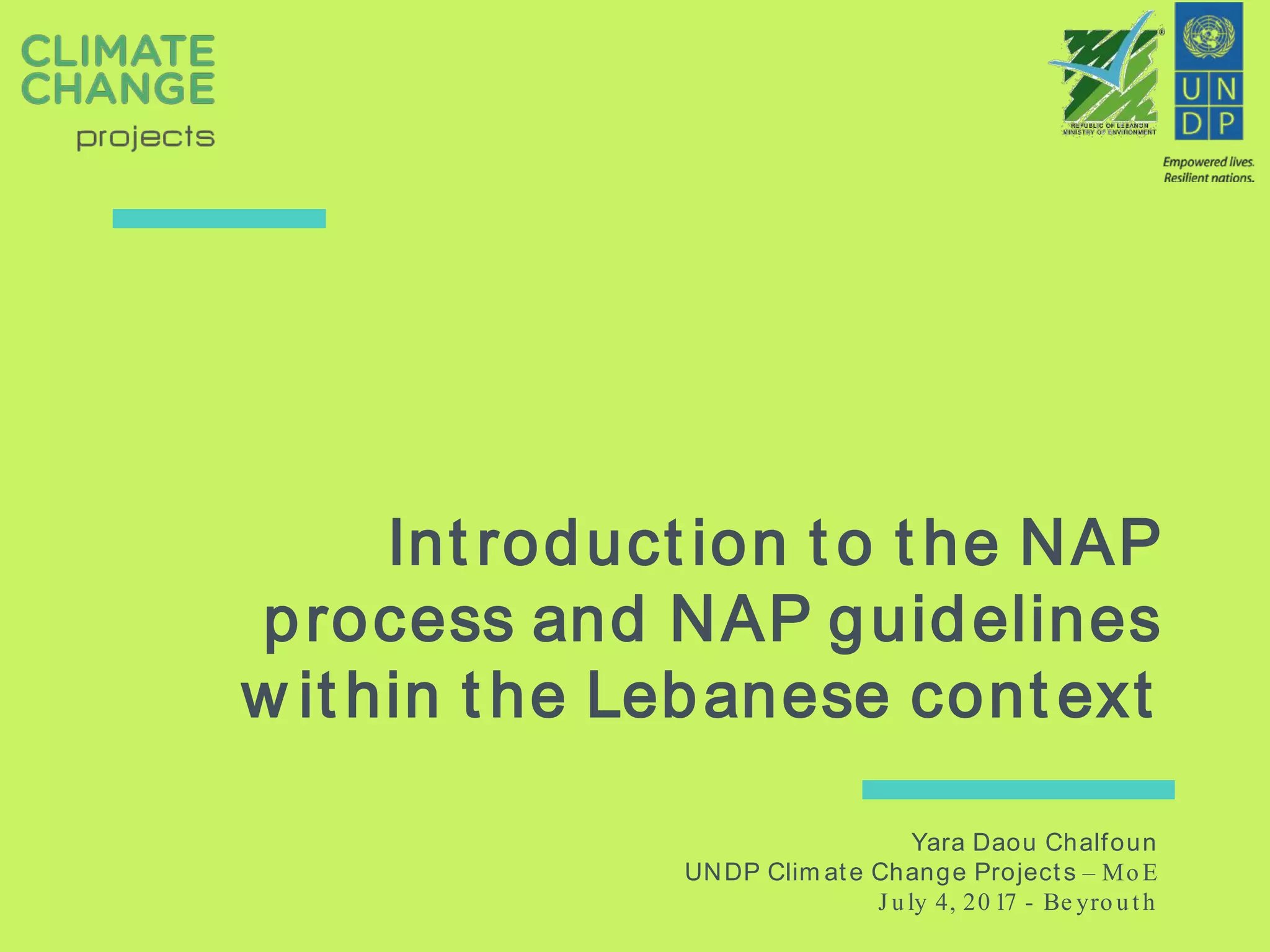 Introduction to the NAP process and NAP guidelines within the Lebanese ...