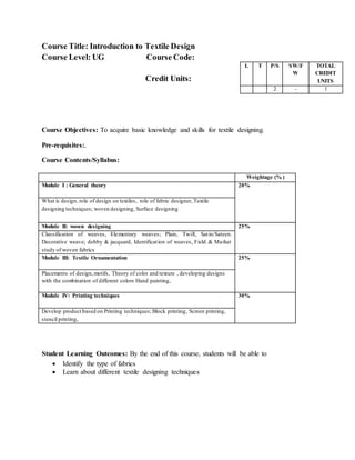 Intro of textile design | DOCX