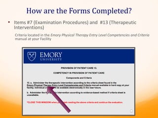 General Medicine Experience: Emory DPT Short Term Eval Instructions | PPT
