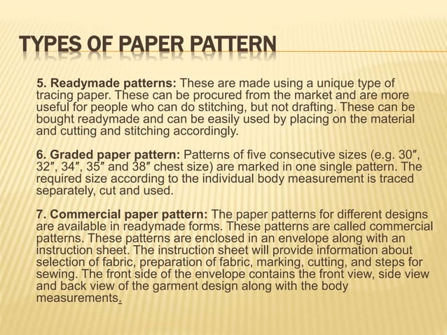 Introduction to Pattern making | PPTX | Needlework | Arts and Crafts