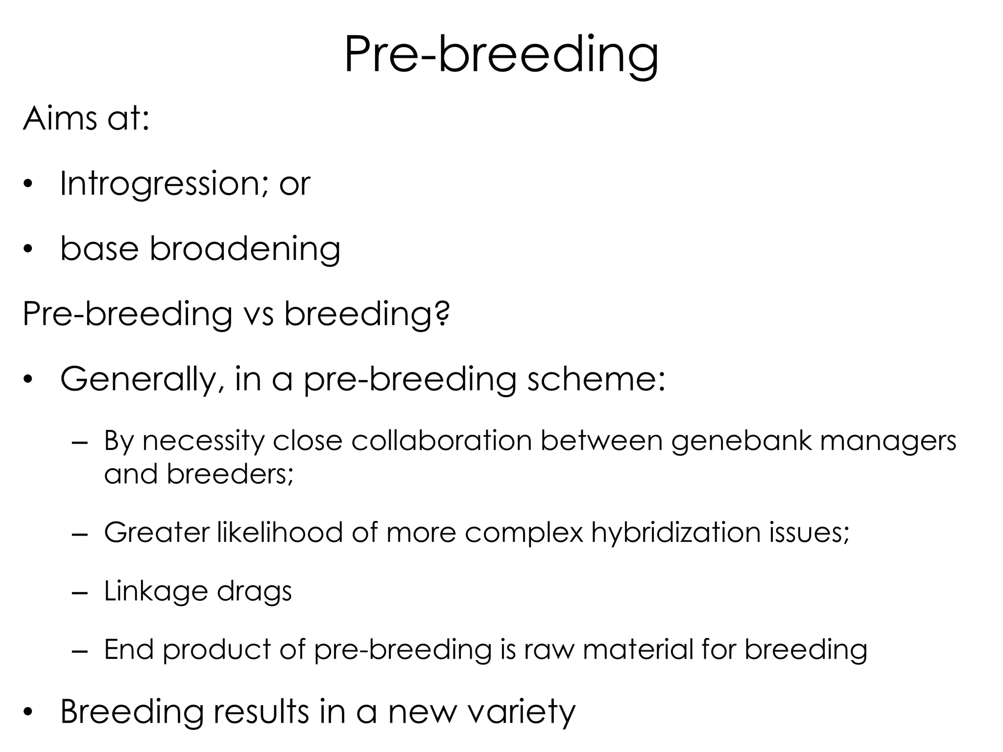 Pre breeding procedures and methods introgression | PDF