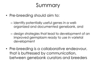 Pre breeding procedures and methods introgression | PDF