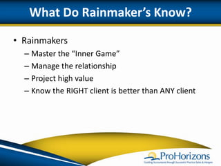 Slideshow introducing Becoming a Rainmaker: How to Win at the Practice ...
