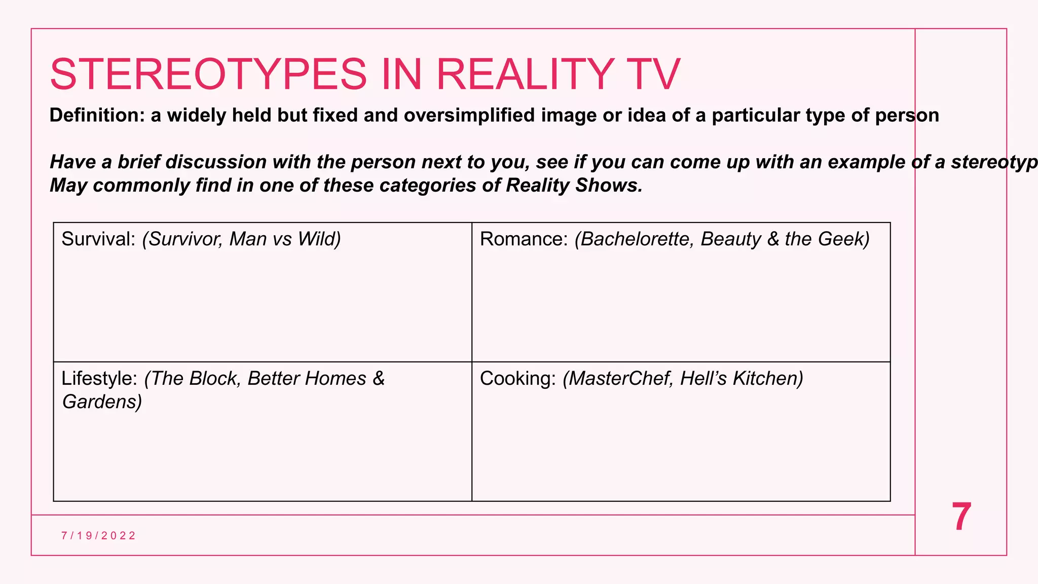 Intro Reality TV - Shows & Categories.pptx