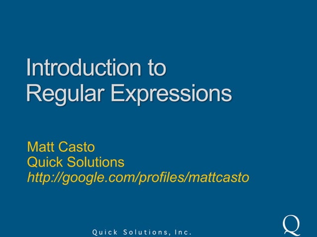 Introduction to Regular Expressions | PPT