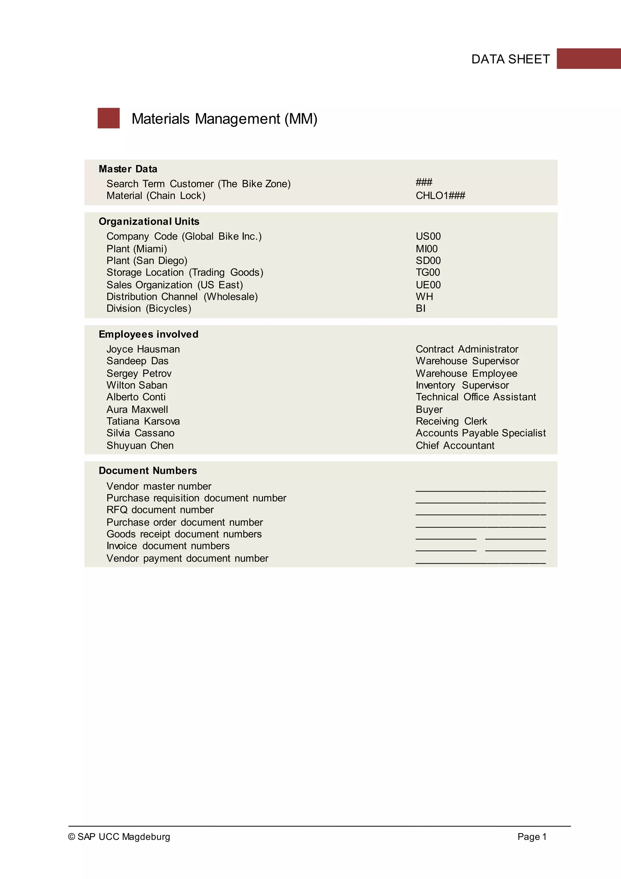 Intro s4 hana_using_global_bike_data_sheet_mm_en_v3.3 | DOCX | Business ...