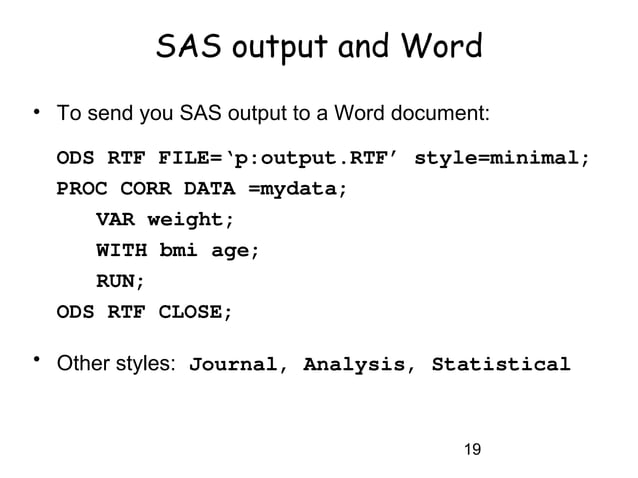 INTRODUCTION TO SAS | PPT | Programming Languages | Computing