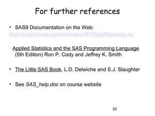 INTRODUCTION TO SAS | PPT