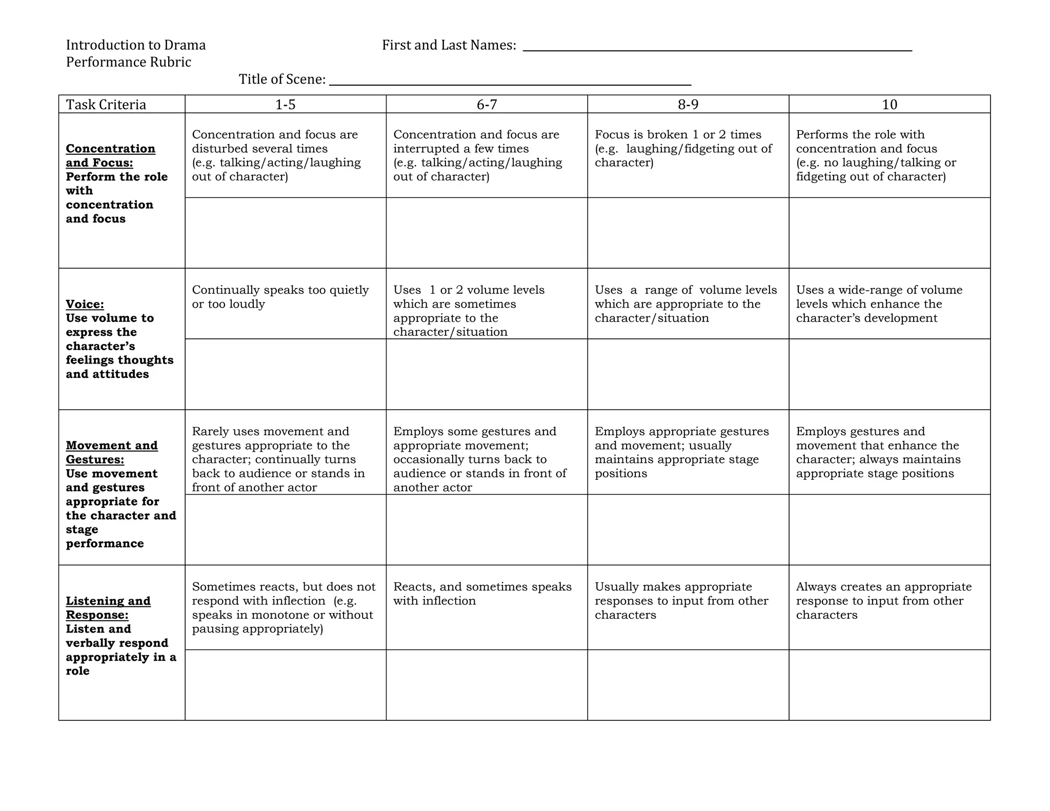 Intro scene rubric | DOCX