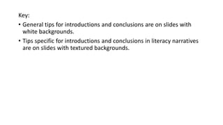 Intros & conclusions workshop for literacy narrative(1) | PPTX