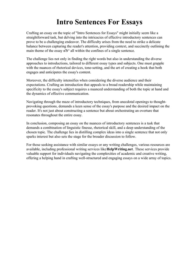 Intro Sentences For Essays.pdf