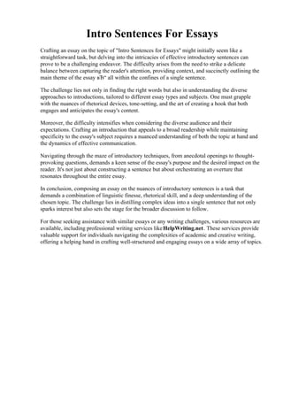 Intro Sentences For Essays.pdf