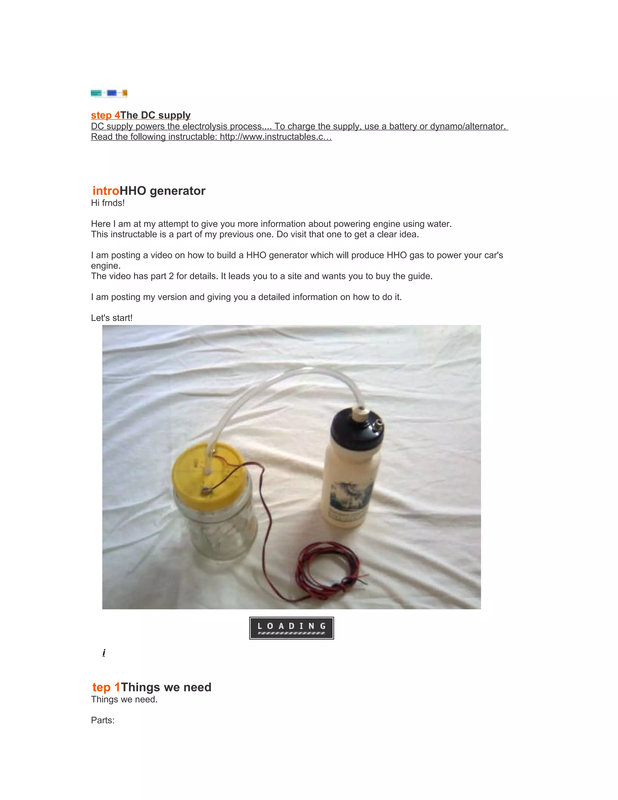 Intro separate hydrogen and oxygen from water through electrolysis | DOC