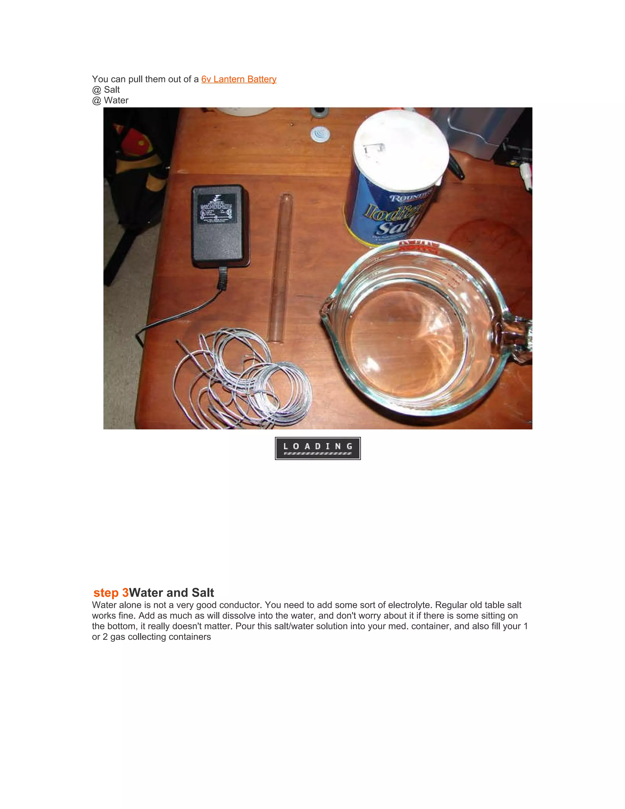 Intro separate hydrogen and oxygen from water through electrolysis | DOC