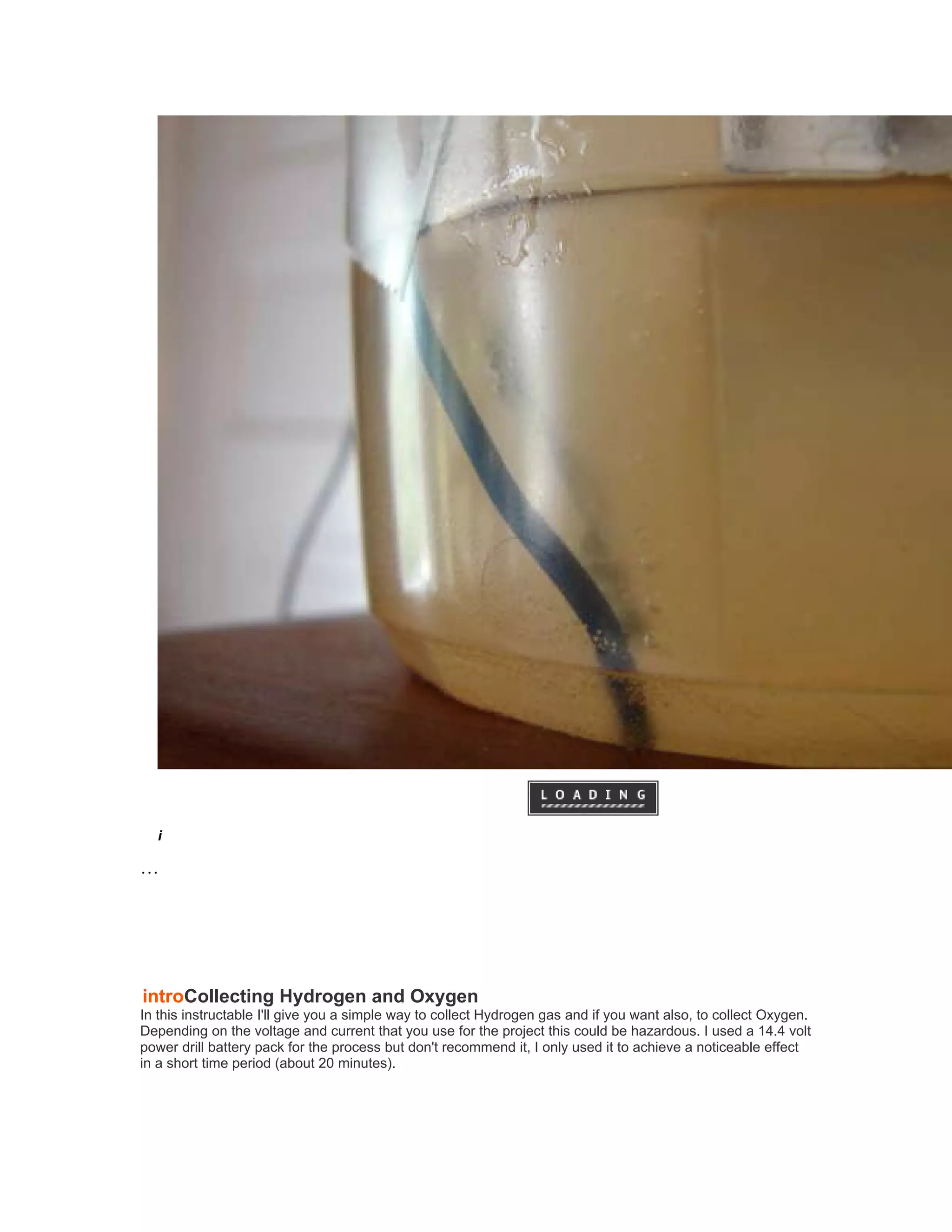Intro separate hydrogen and oxygen from water through electrolysis | DOC