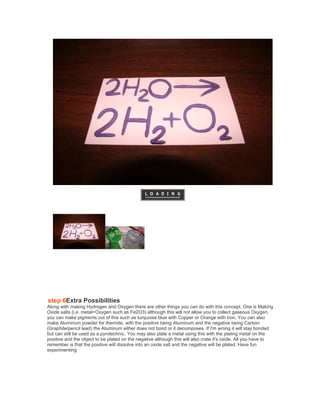 Intro separate hydrogen and oxygen from water through electrolysis | DOC