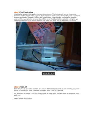 Intro separate hydrogen and oxygen from water through electrolysis | DOC