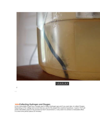 Intro separate hydrogen and oxygen from water through electrolysis | DOC