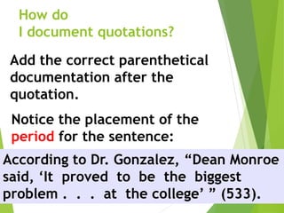 MLA Introductory Signals & Parenthetical Citations | PPTX