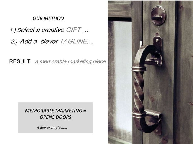 CREATIVE IDEAS; TANGIBLE and INNOVATIVE SALES & PROSPECTING STRATEGIES ...