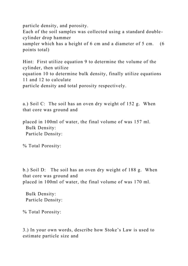 Intro Soils – Lab 2 Soil Texture, Density, and Porosity .docx