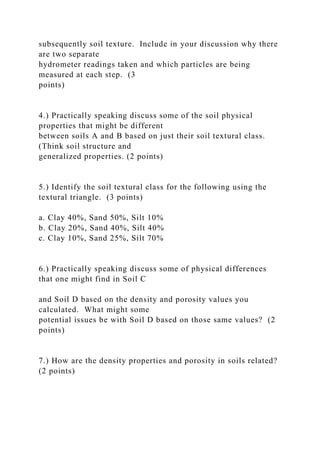 Intro Soils – Lab 2 Soil Texture, Density, and Porosity .docx