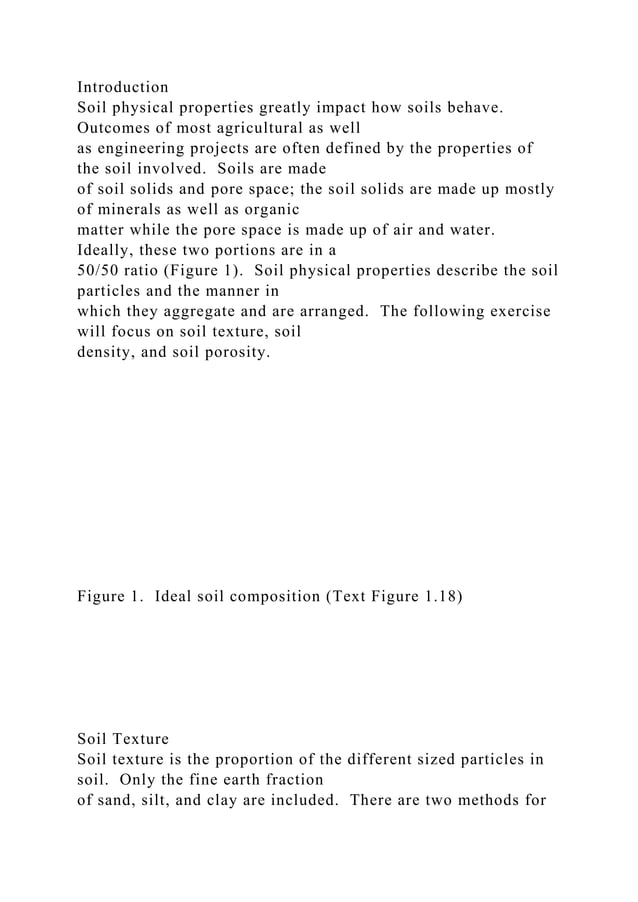 Intro Soils – Lab 2 Soil Texture, Density, and Porosity .docx