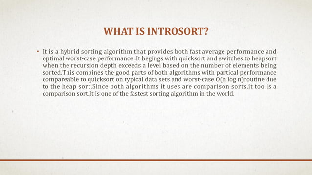Introsort or introspective sort | PDF | Programming Languages | Computing