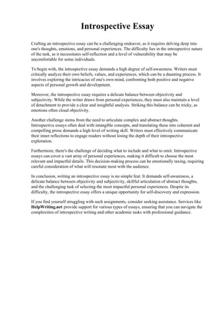 Introspective Essay. Northwest Missouri State University | PDF