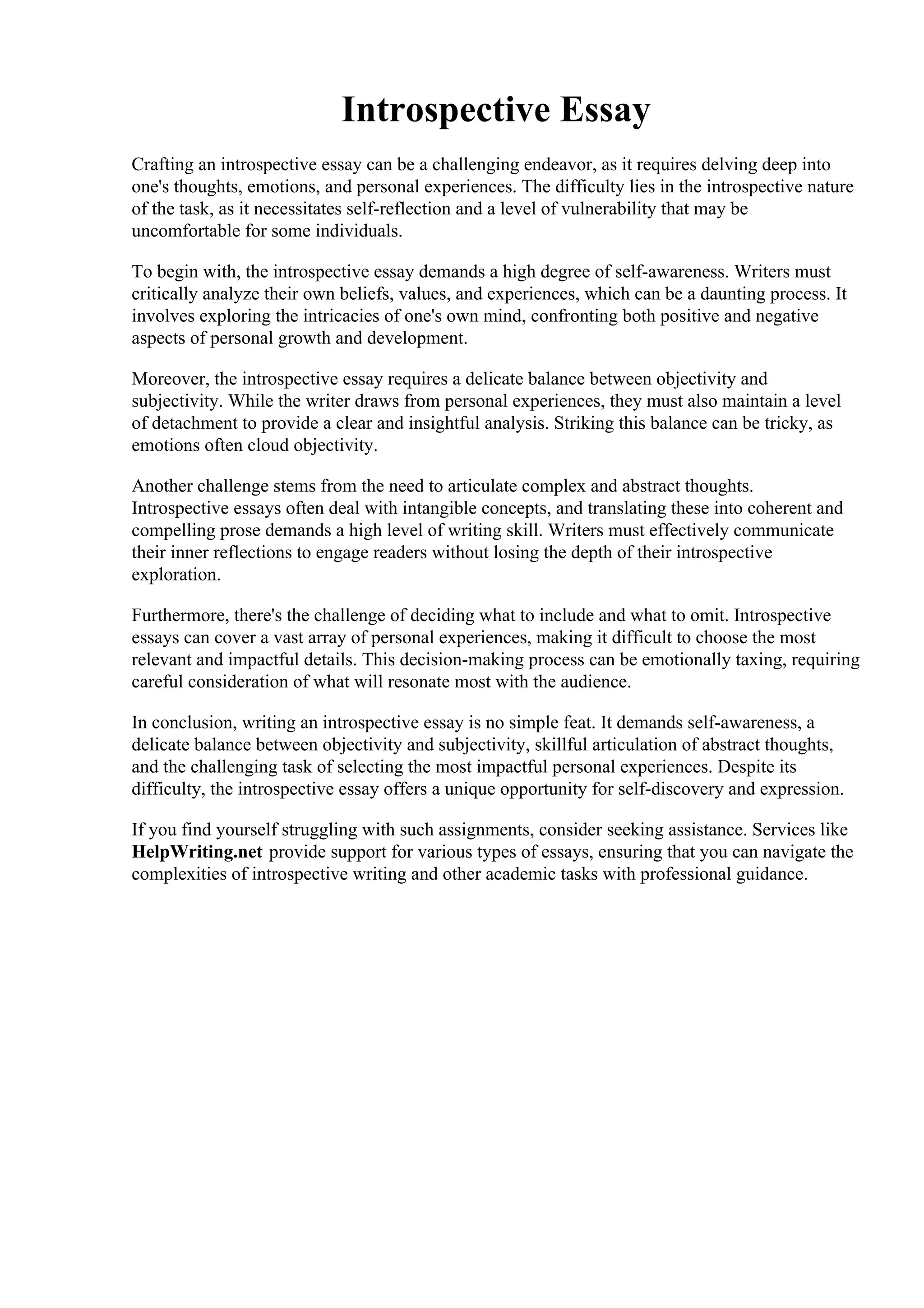 Introspective Essay | PDF