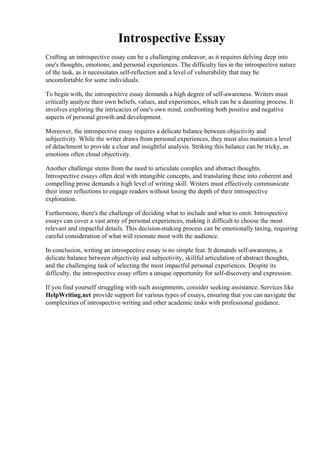 Introspective Essay | PDF