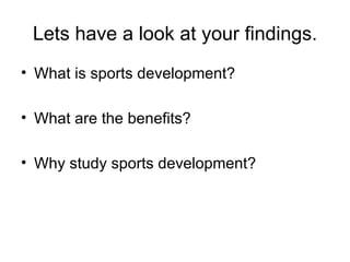 Intro sports development1 | PPT | Sports
