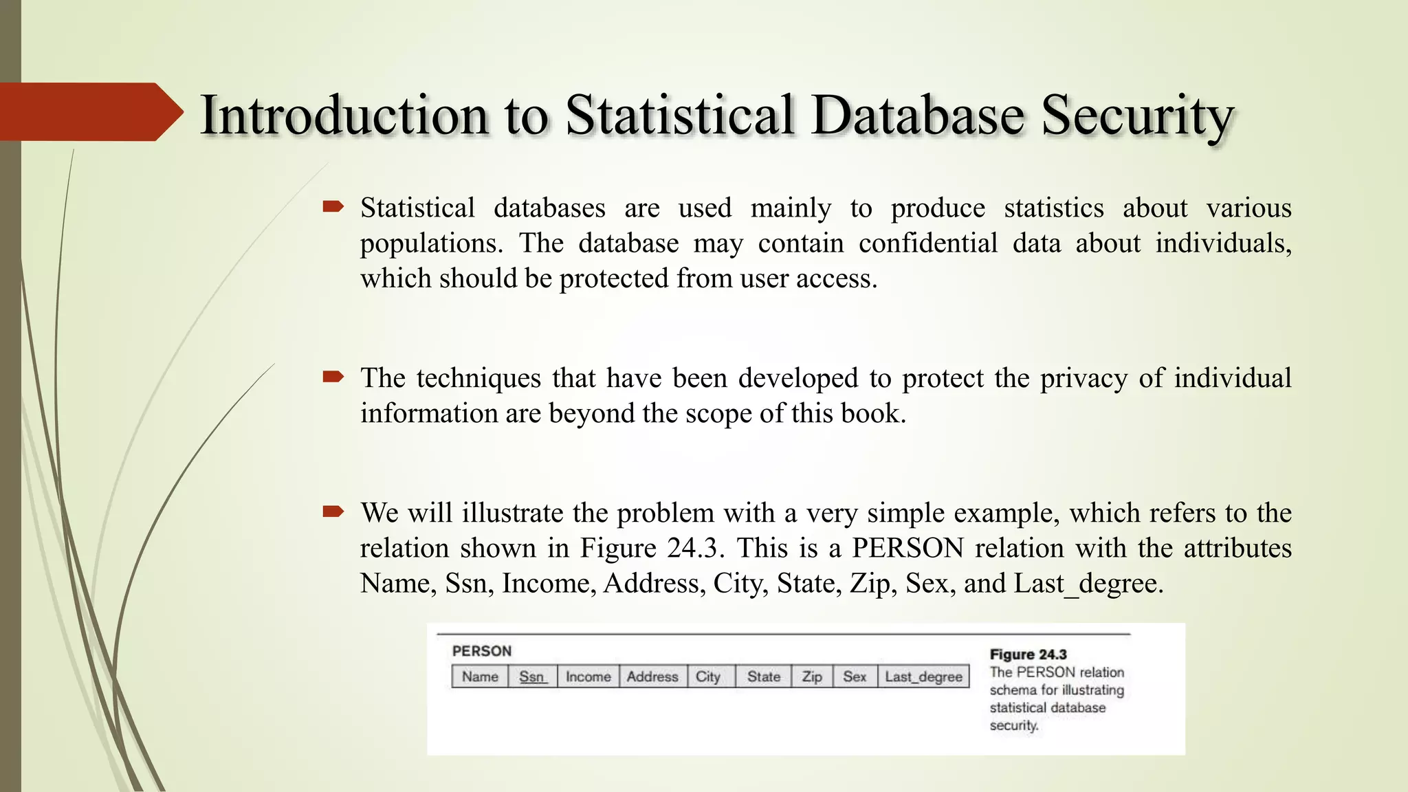 Intro Statistical Database Security Pptx Databases Computer Software And Applications