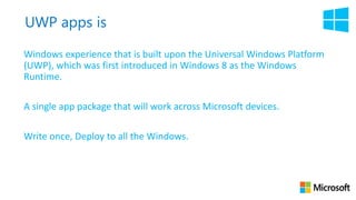 Introsuction to universal windows platform(uwp) app development | PDF