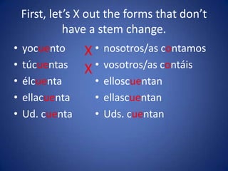 Intro to ar stem change verbs | PPTX