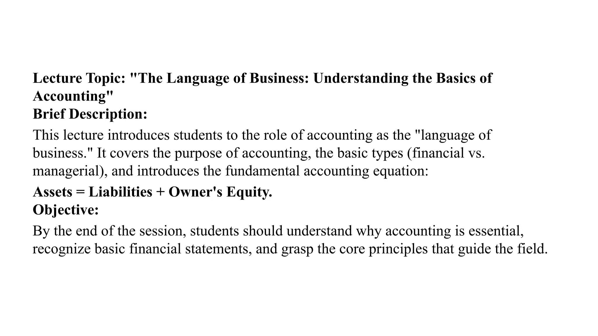 Introduction to the Basics of Accounting | PPTX