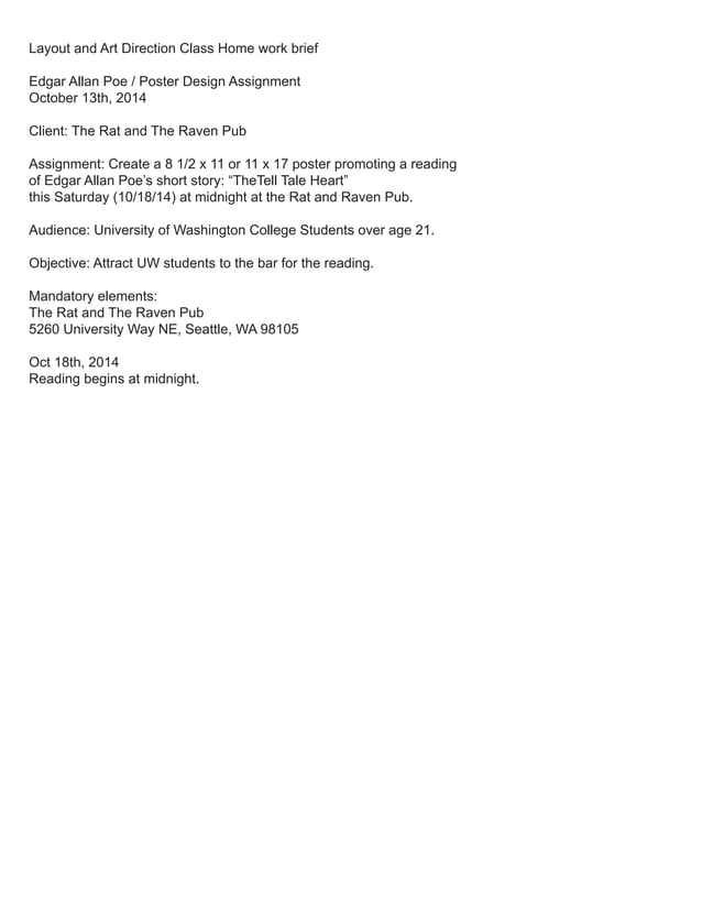 Intro to Art Direction - Edgar Allen Poe Poster Assignment | PDF