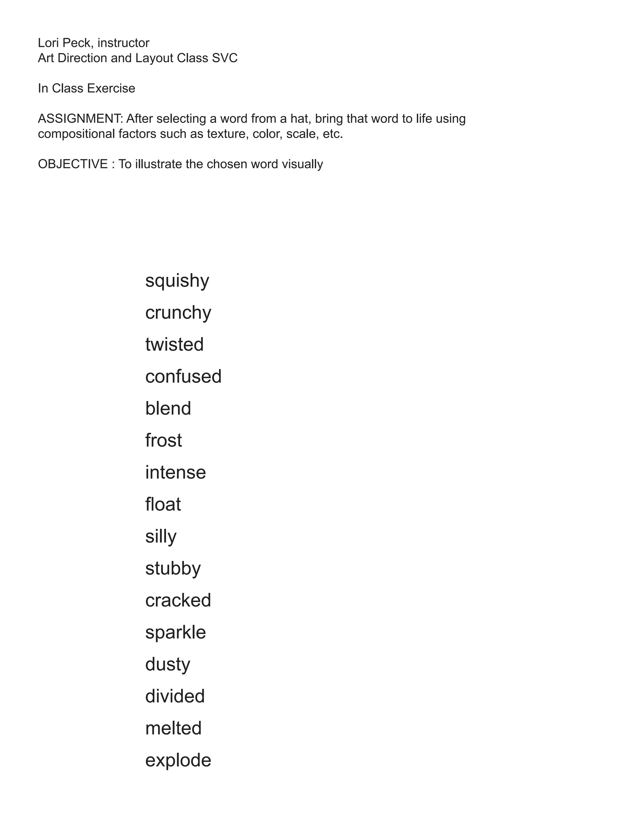 Intro to Art Direction - Illustrate a Word Assignment | PDF