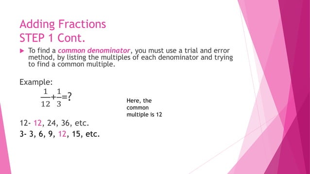 Introduction to adding fractions | PPT