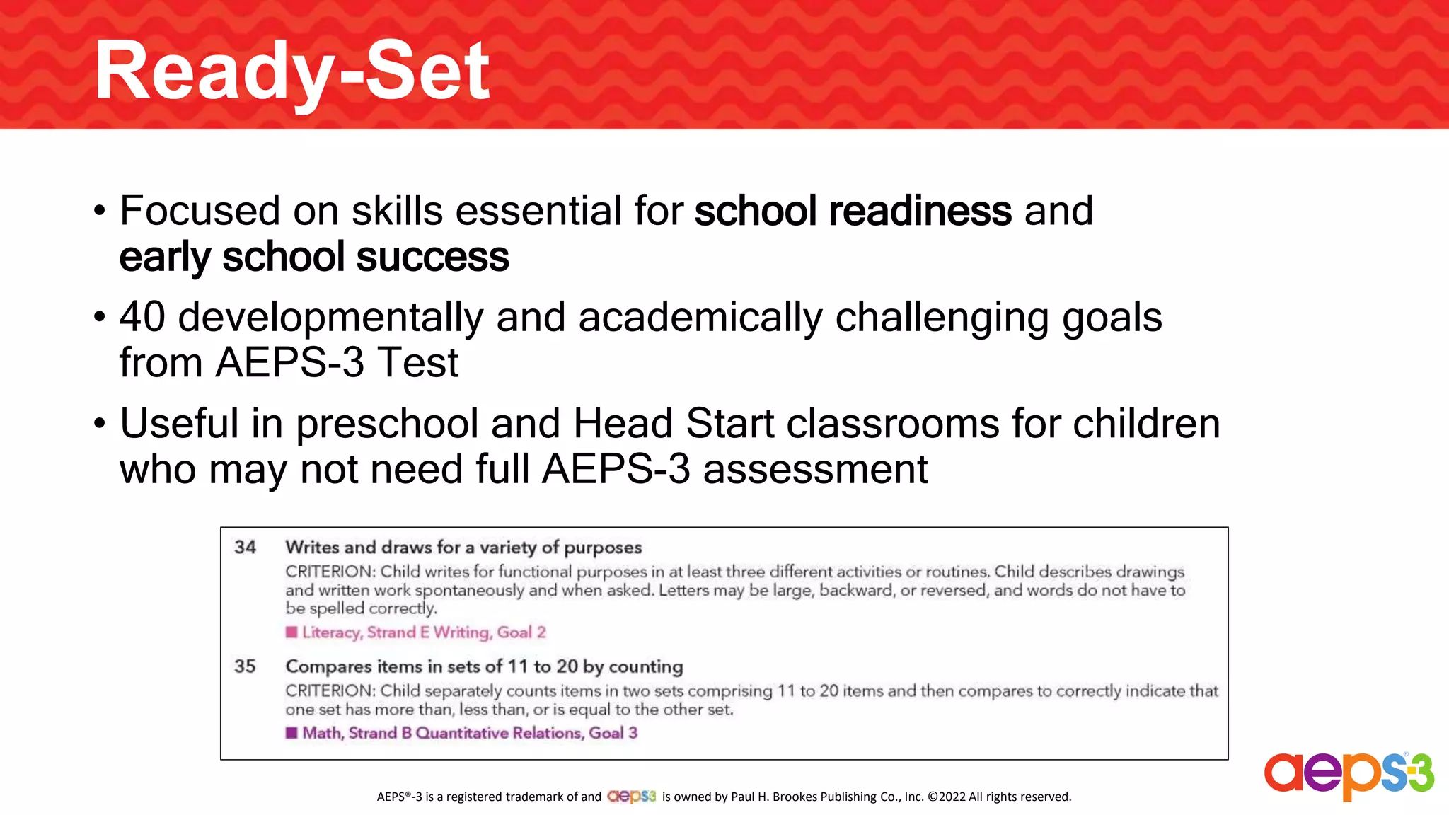 Introduction to Assessment, Evaluation, and Programming System for Infants and Children (AEPS-3 ...